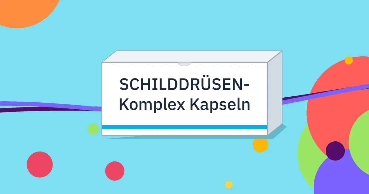 Symbolbild: Packung mit der Aufschrift SCHILDDRÜSEN-Komplex Kapseln (PZN 20045246) – Verfügbarkeit und Bezug in Apotheken in Frankfurt am Main