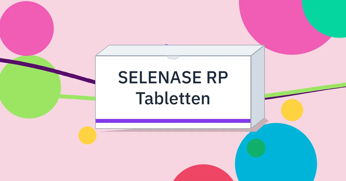 Symbolbild: Packung mit der Aufschrift SELENASE RP Tabletten (PZN 00794106) – Verfügbarkeit und Bezug in Apotheken in Frankfurt am Main
