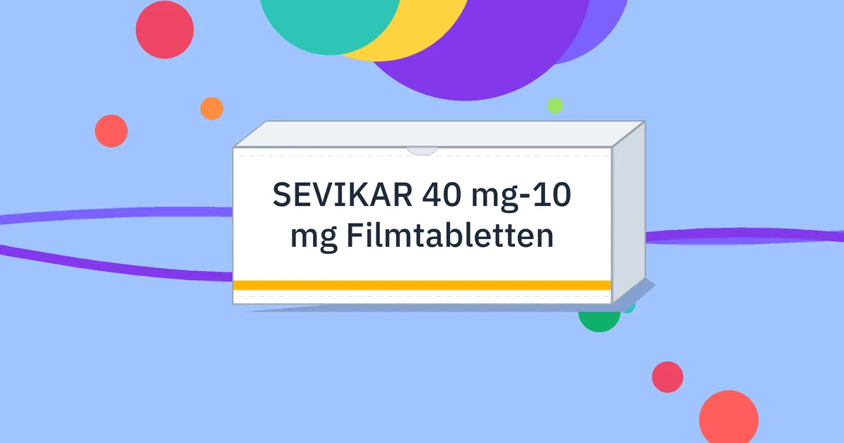 Symbolbild: Packung mit der Aufschrift SEVIKAR 40 mg-10 mg Filmtabletten (PZN 07117828) – Verfügbarkeit und Bezug in Apotheken in Frankfurt am Main