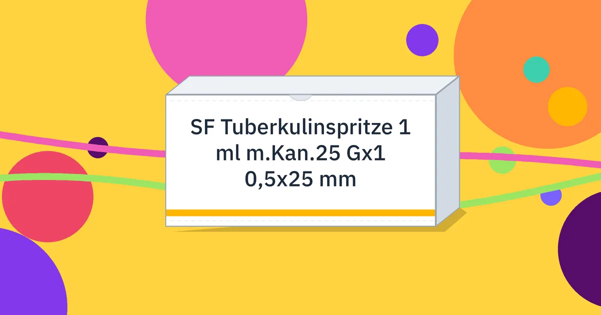 Symbolbild: Packung mit der Aufschrift SF Tuberkulinspritze 1 ml m.Kan.25 Gx1 0,5x25 mm (PZN 17394061) – Verfügbarkeit und Bezug in Apotheken in Frankfurt am Main