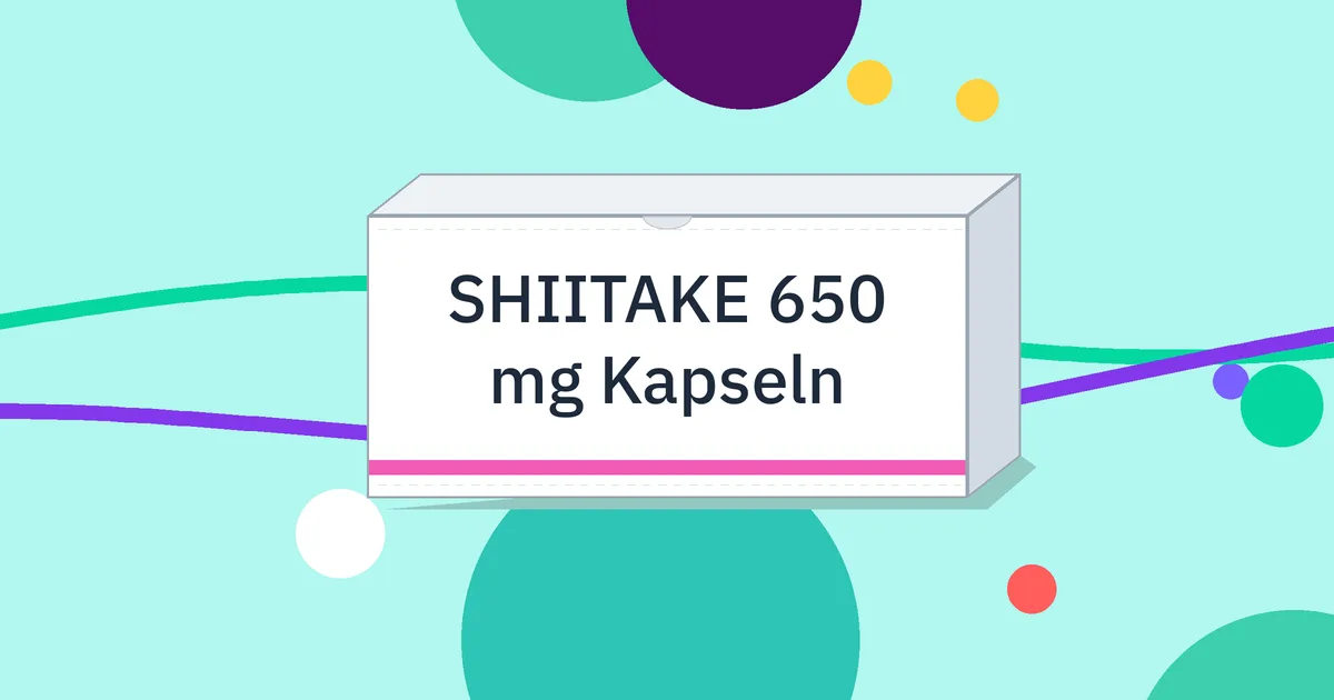 Symbolbild: Packung mit der Aufschrift SHIITAKE 650 mg Kapseln (PZN 16702023) – Verfügbarkeit und Bezug in Apotheken in Frankfurt am Main