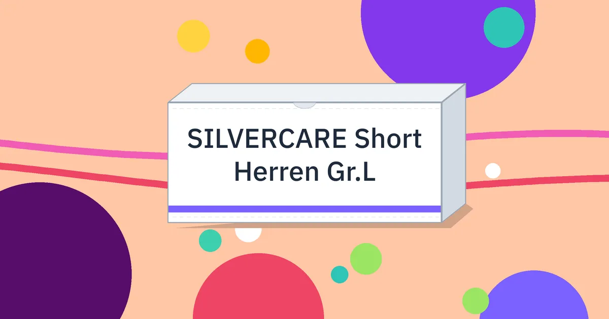 Symbolbild: Packung mit der Aufschrift SILVERCARE Short Herren Gr.L (PZN 09270988) – Verfügbarkeit und Bezug in Apotheken in Frankfurt am Main