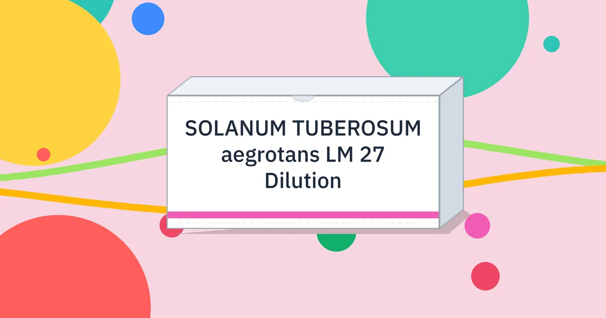 Symbolbild: Packung mit der Aufschrift SOLANUM TUBEROSUM aegrotans LM 27 Dilution (PZN 13193992) – Verfügbarkeit und Bezug in Apotheken in Frankfurt am Main