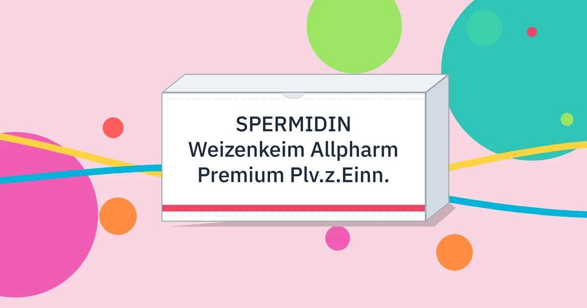 Symbolbild: Packung mit der Aufschrift SPERMIDIN Weizenkeim Allpharm Premium Plv.z.Einn. (PZN 19534023) – Verfügbarkeit und Bezug in Apotheken in Frankfurt am Main