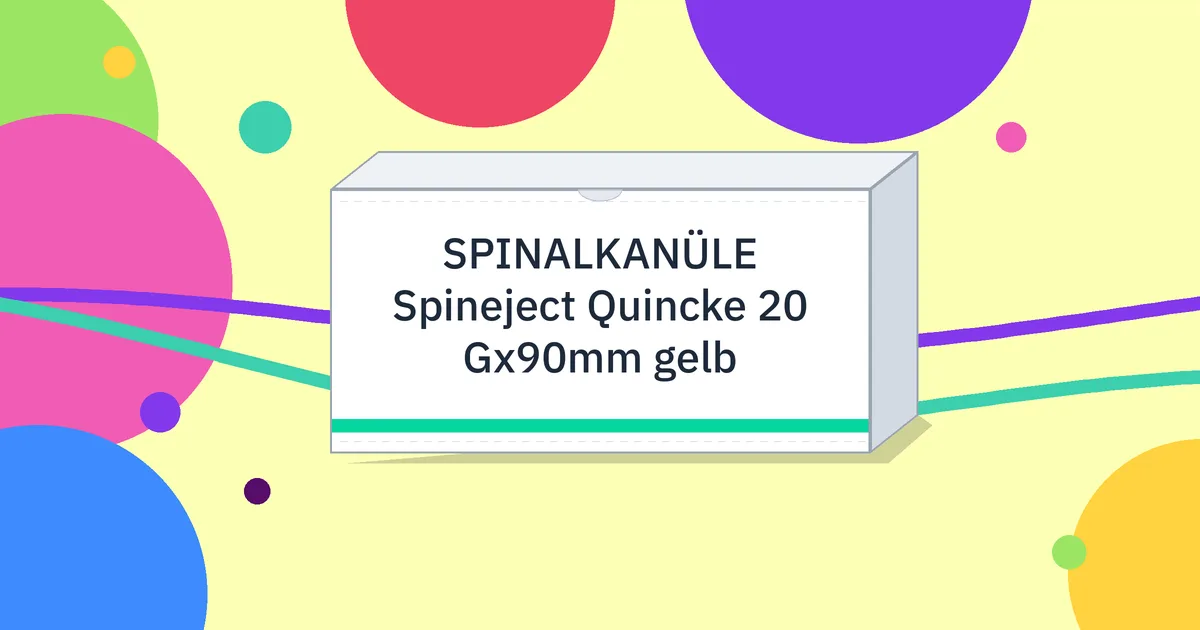 Symbolbild: Packung mit der Aufschrift SPINALKANÜLE Spineject Quincke 20 Gx90mm gelb (PZN 16135601) – Verfügbarkeit und Bezug in Apotheken in Frankfurt am Main