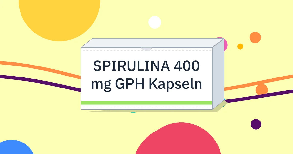 Symbolbild: Packung mit der Aufschrift SPIRULINA 400 mg GPH Kapseln (PZN 20856890) – Verfügbarkeit und Bezug in Apotheken in Frankfurt am Main