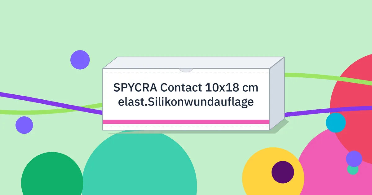 Symbolbild: Packung mit der Aufschrift SPYCRA Contact 10x18 cm elast.Silikonwundauflage (PZN 18038121) – Verfügbarkeit und Bezug in Apotheken in Frankfurt am Main