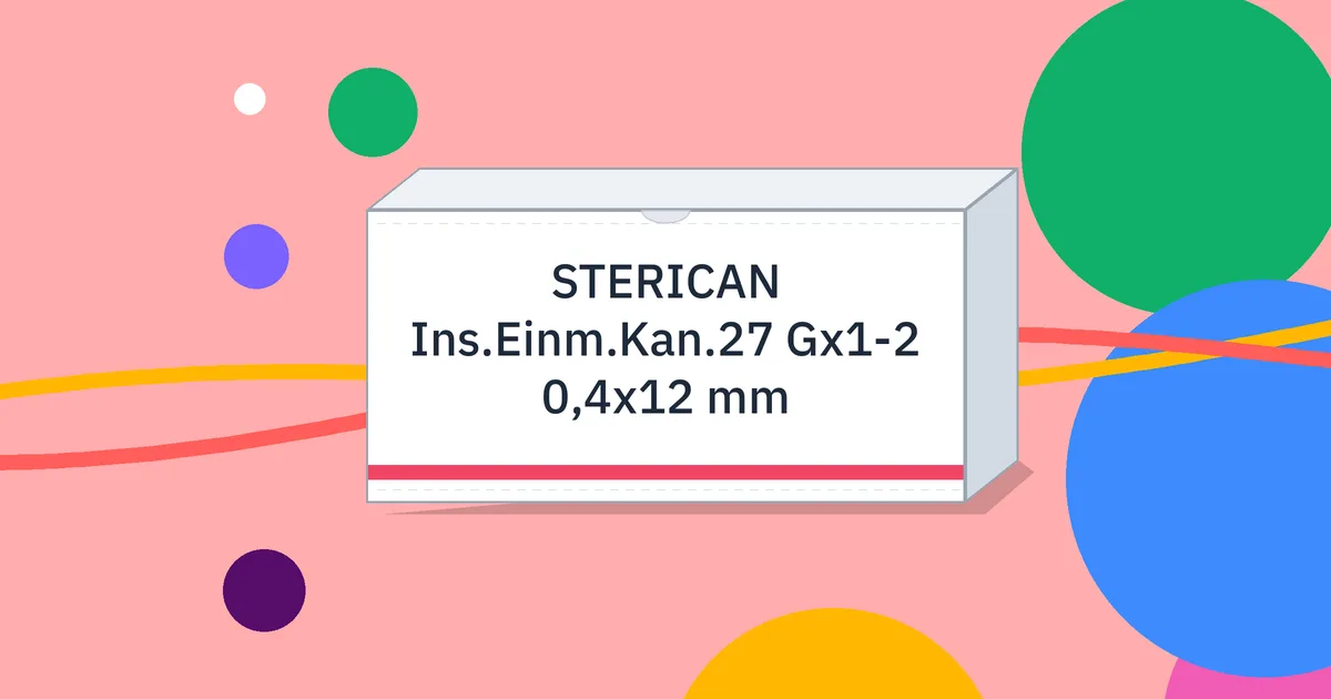 Symbolbild: Packung mit der Aufschrift STERICAN Ins.Einm.Kan.27 Gx1-2 0,4x12 mm (PZN 11184670) – Verfügbarkeit und Bezug in Apotheken in Frankfurt am Main