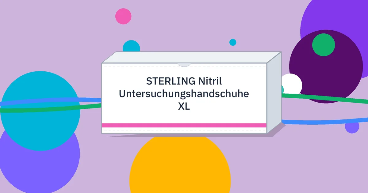 Symbolbild: Packung mit der Aufschrift STERLING Nitril Untersuchungshandschuhe XL (PZN 09230641) – Verfügbarkeit und Bezug in Apotheken in Frankfurt am Main