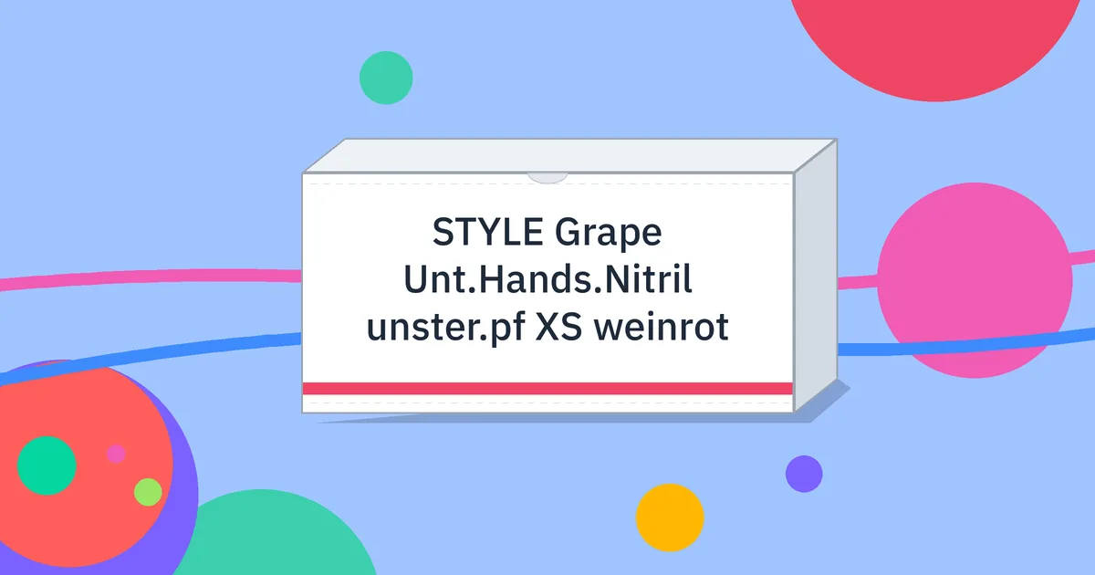 Symbolbild: Packung mit der Aufschrift STYLE Grape Unt.Hands.Nitril unster.pf XS weinrot (PZN 14819991) – Verfügbarkeit und Bezug in Apotheken in Frankfurt am Main