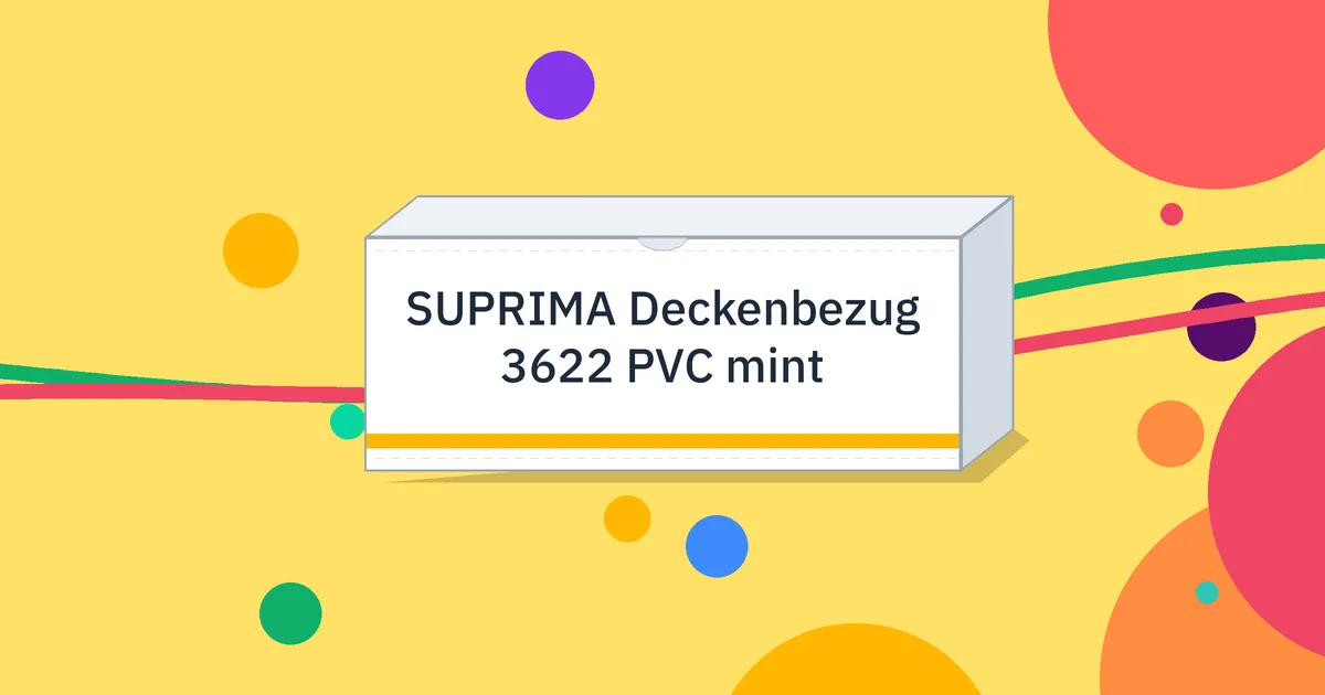Symbolbild: Packung mit der Aufschrift SUPRIMA Deckenbezug 3622 PVC mint (PZN 07634831) – Verfügbarkeit und Bezug in Apotheken in Frankfurt am Main
