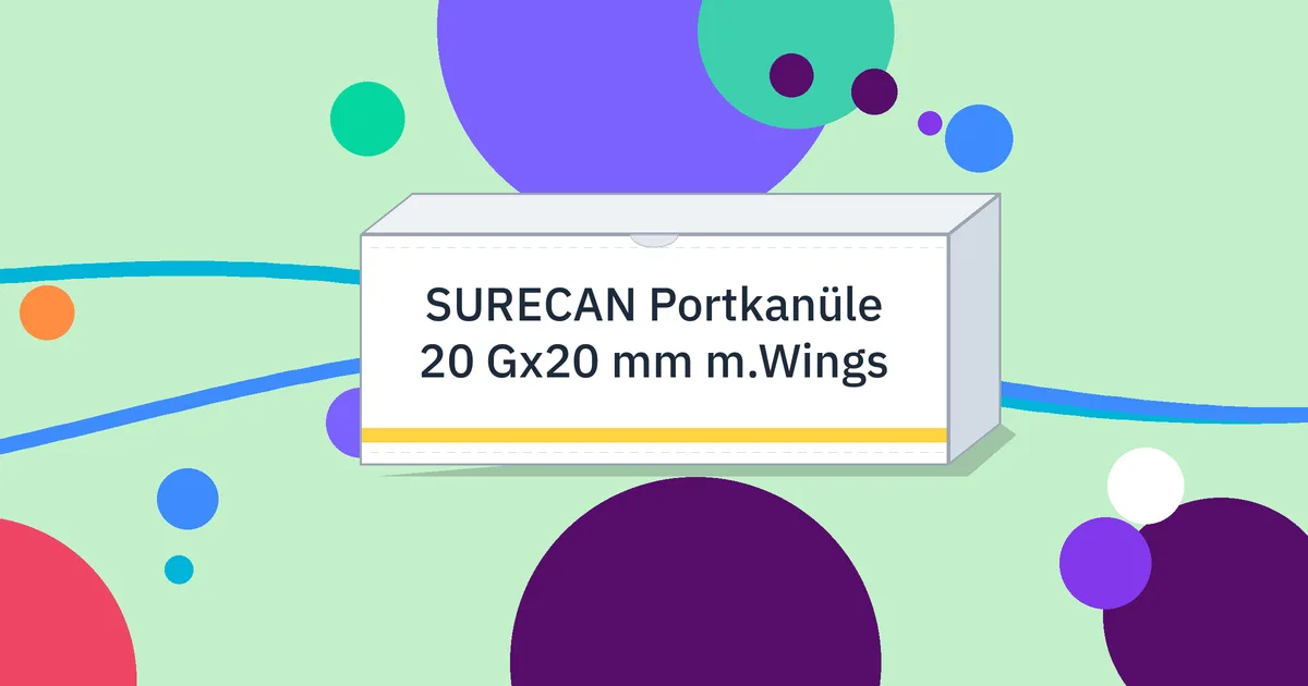 Symbolbild: Packung mit der Aufschrift SURECAN Portkanüle 20 Gx20 mm m.Wings (PZN 01058036) – Verfügbarkeit und Bezug in Apotheken in Frankfurt am Main