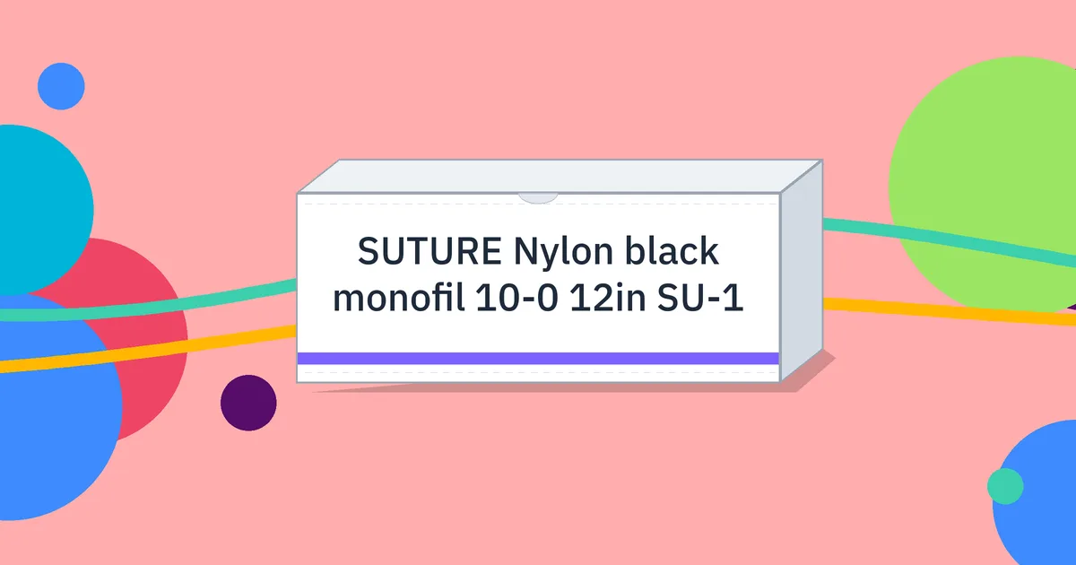 Symbolbild: Packung mit der Aufschrift SUTURE Nylon black monofil 10-0 12in SU-1 (PZN 19525432) – Verfügbarkeit und Bezug in Apotheken in Frankfurt am Main