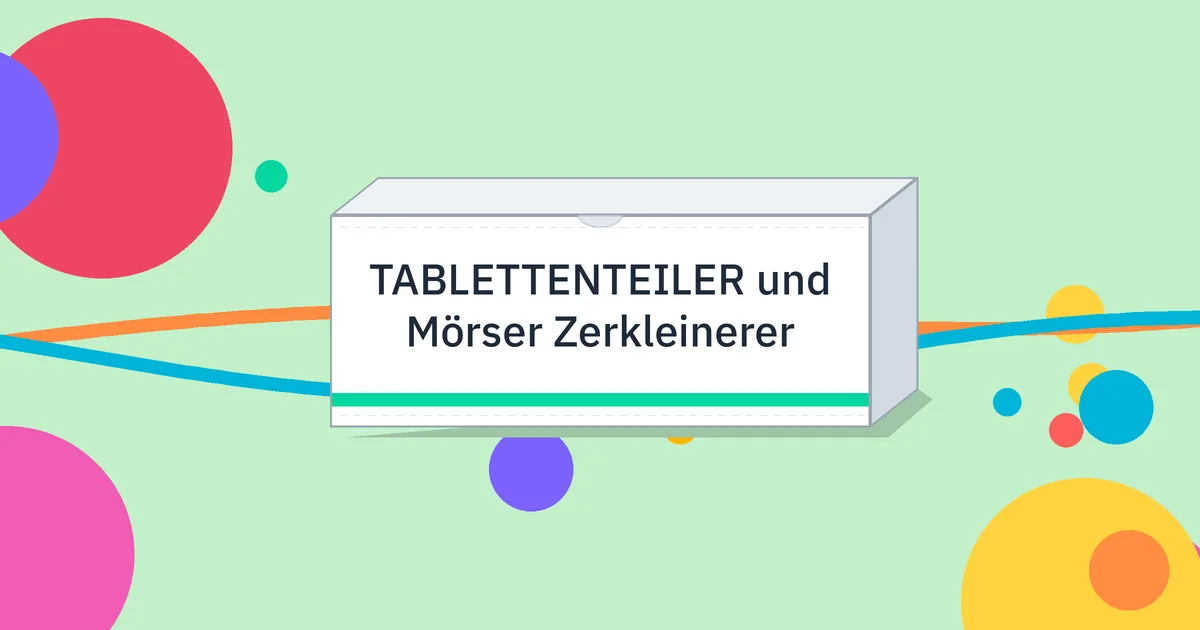 Symbolbild: Packung mit der Aufschrift TABLETTENTEILER und Mörser Zerkleinerer (PZN 10915700) – Verfügbarkeit und Bezug in Apotheken in Frankfurt am Main