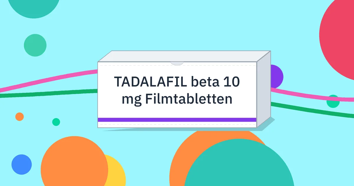 Symbolbild: Packung mit der Aufschrift TADALAFIL beta 10 mg Filmtabletten (PZN 13700147) – Verfügbarkeit und Bezug in Apotheken in Frankfurt am Main