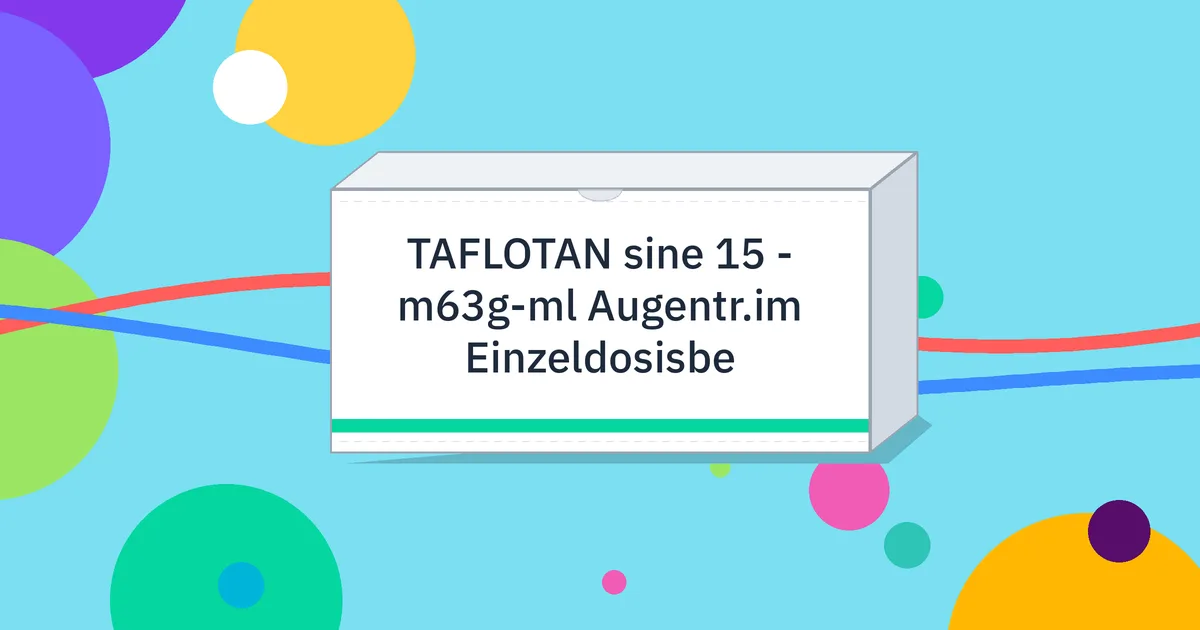 Symbolbild: Packung mit der Aufschrift TAFLOTAN sine 15 -m63g-ml Augentr.im Einzeldosisbe (PZN 09606951) – Verfügbarkeit und Bezug in Apotheken in Frankfurt am Main
