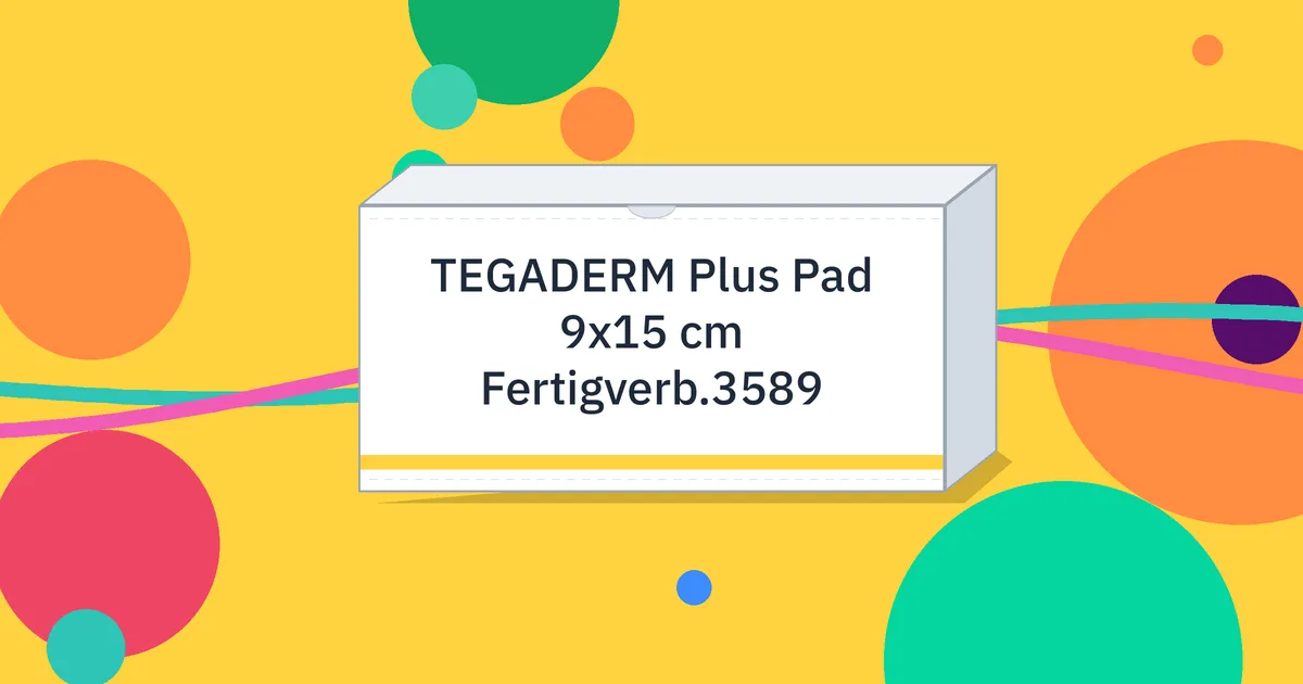 Symbolbild: Packung mit der Aufschrift TEGADERM Plus Pad 9x15 cm Fertigverb.3589 (PZN 07590430) – Verfügbarkeit und Bezug in Apotheken in Frankfurt am Main