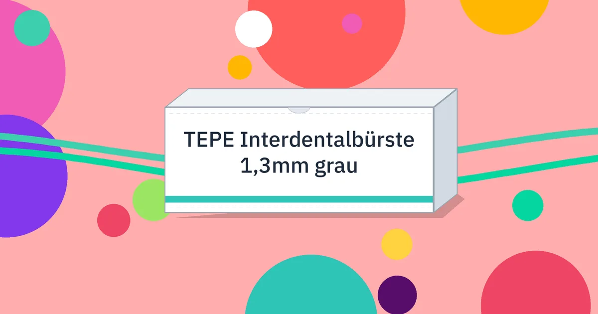 Symbolbild: Packung mit der Aufschrift TEPE Interdentalbürste 1,3mm grau (PZN 07641423) – Verfügbarkeit und Bezug in Apotheken in Frankfurt am Main