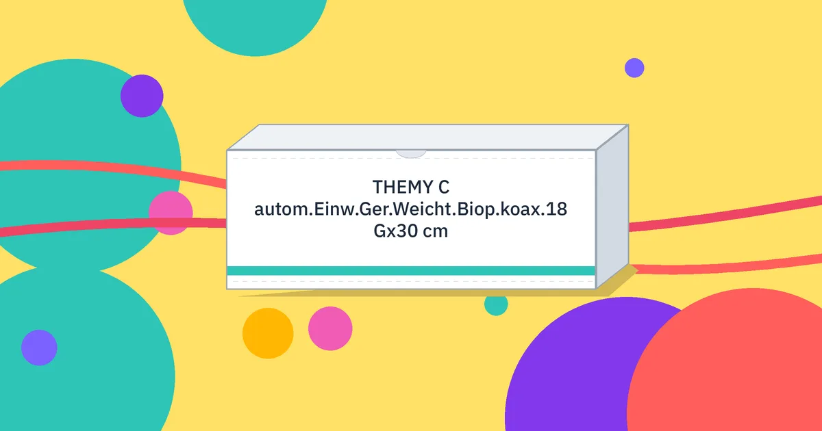 Symbolbild: Packung mit der Aufschrift THEMY C autom.Einw.Ger.Weicht.Biop.koax.18 Gx30 cm (PZN 19737708) – Verfügbarkeit und Bezug in Apotheken in Frankfurt am Main