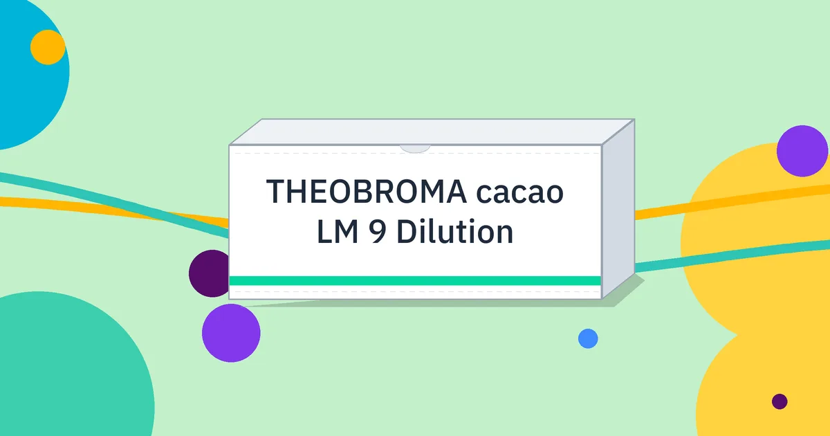 Symbolbild: Packung mit der Aufschrift THEOBROMA cacao LM 9 Dilution (PZN 13219728) – Verfügbarkeit und Bezug in Apotheken in Frankfurt am Main