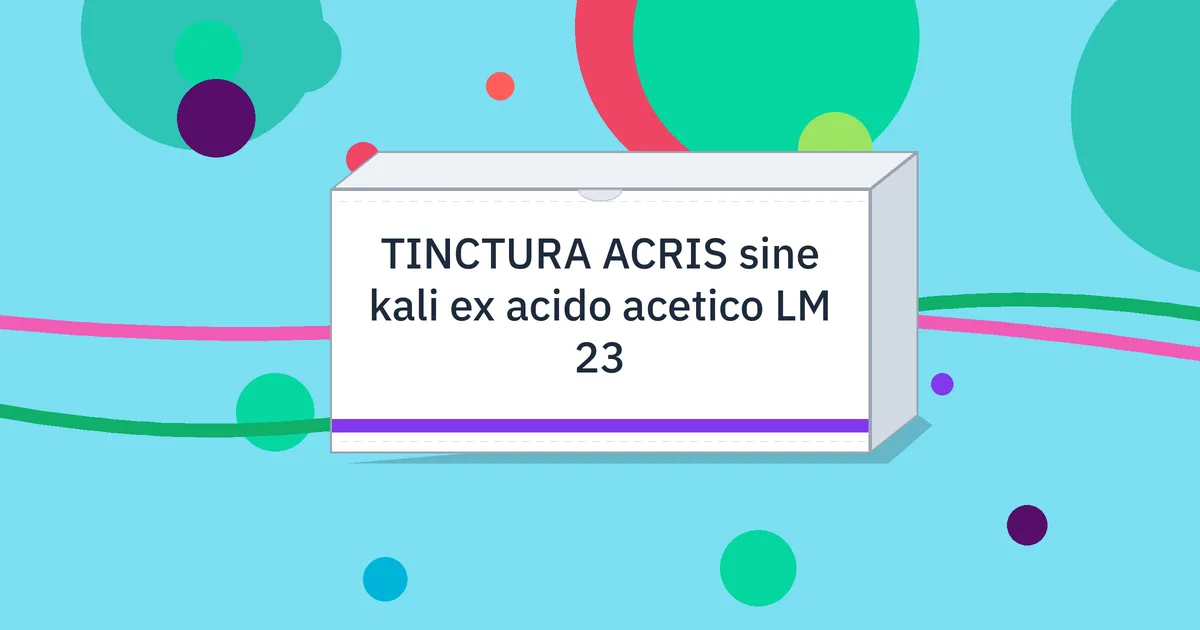 Symbolbild: Packung mit der Aufschrift TINCTURA ACRIS sine kali ex acido acetico LM 23 (PZN 13701690) – Verfügbarkeit und Bezug in Apotheken in Frankfurt am Main