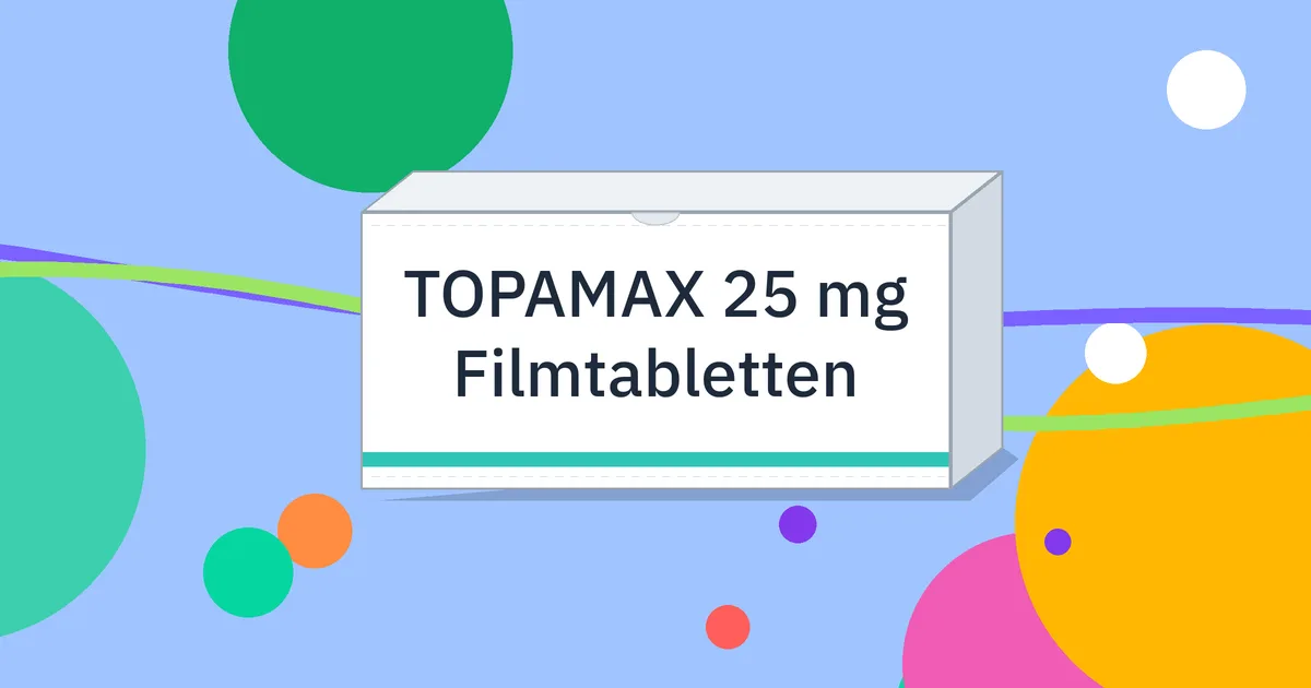 Symbolbild: Packung mit der Aufschrift TOPAMAX 25 mg Filmtabletten (PZN 01986552) – Verfügbarkeit und Bezug in Apotheken in Frankfurt am Main