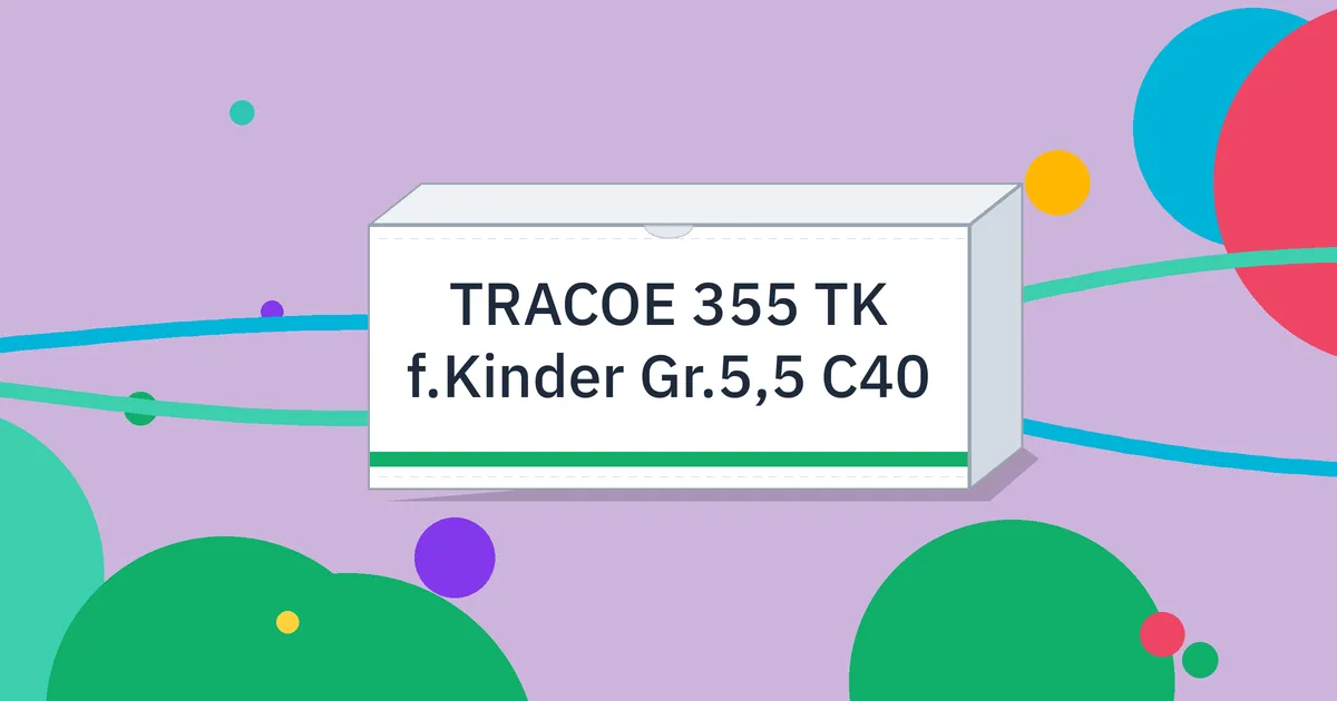 Symbolbild: Packung mit der Aufschrift TRACOE 355 TK f.Kinder Gr.5,5 C40 (PZN 11644433) – Verfügbarkeit und Bezug in Apotheken in Frankfurt am Main