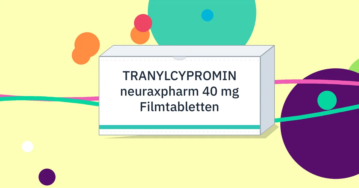 Symbolbild: Packung mit der Aufschrift TRANYLCYPROMIN neuraxpharm 40 mg Filmtabletten (PZN 17482888) – Verfügbarkeit und Bezug in Apotheken in Frankfurt am Main