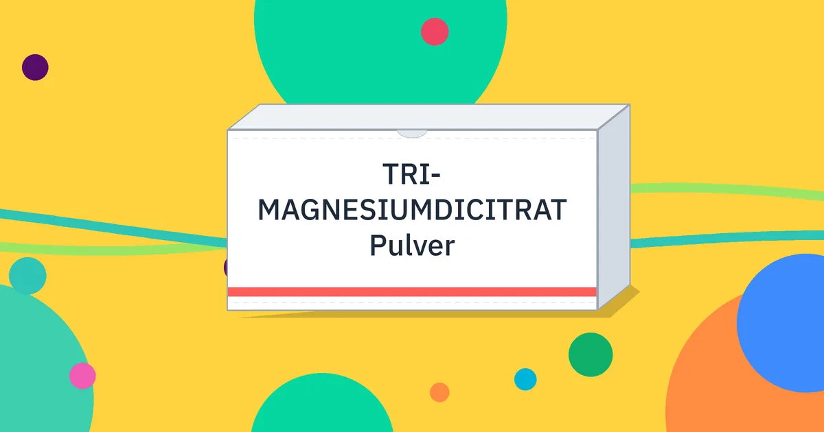 Symbolbild: Packung mit der Aufschrift TRI-MAGNESIUMDICITRAT Pulver (PZN 16794232) – Verfügbarkeit und Bezug in Apotheken in Frankfurt am Main