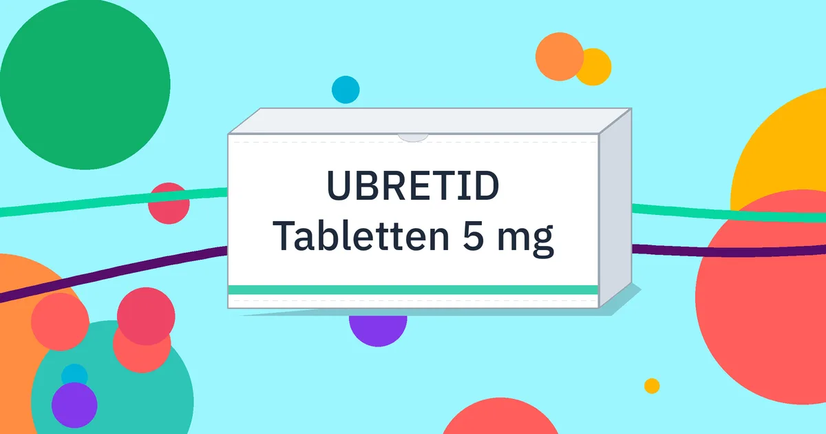 Symbolbild: Packung mit der Aufschrift UBRETID Tabletten 5 mg (PZN 11368192) – Verfügbarkeit und Bezug in Apotheken in Frankfurt am Main