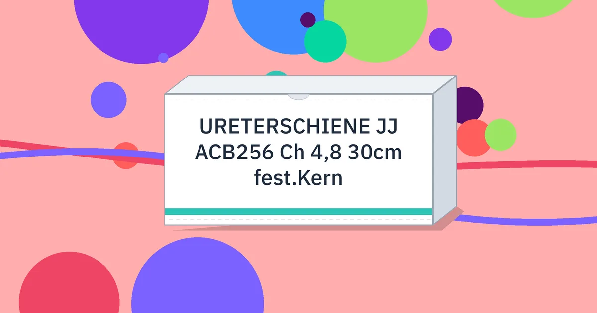 Symbolbild: Packung mit der Aufschrift URETERSCHIENE JJ ACB256 Ch 4,8 30cm fest.Kern (PZN 01358057) – Verfügbarkeit und Bezug in Apotheken in Frankfurt am Main