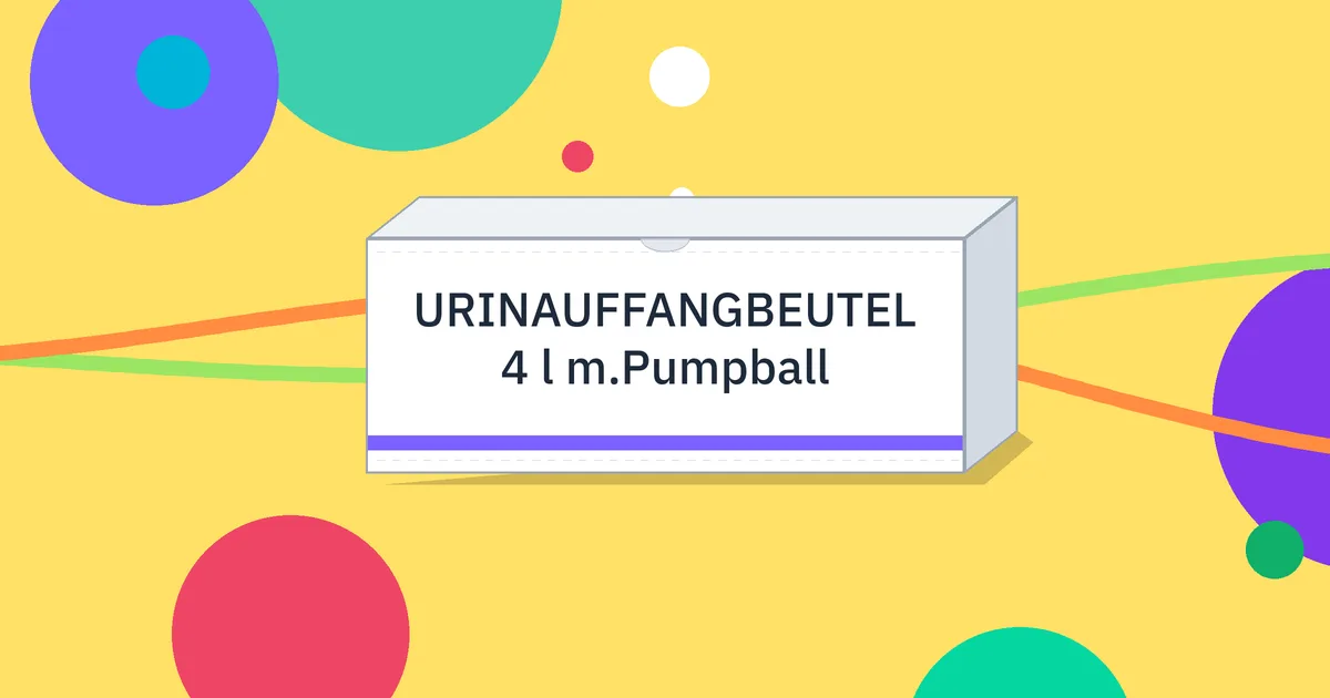 Symbolbild: Packung mit der Aufschrift URINAUFFANGBEUTEL 4 l m.Pumpball (PZN 20548941) – Verfügbarkeit und Bezug in Apotheken in Frankfurt am Main
