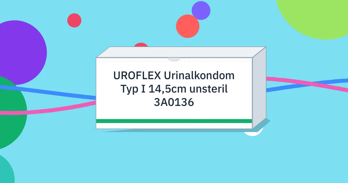 Symbolbild: Packung mit der Aufschrift UROFLEX Urinalkondom Typ I 14,5cm unsteril 3A0136 (PZN 17414680) – Verfügbarkeit und Bezug in Apotheken in Frankfurt am Main