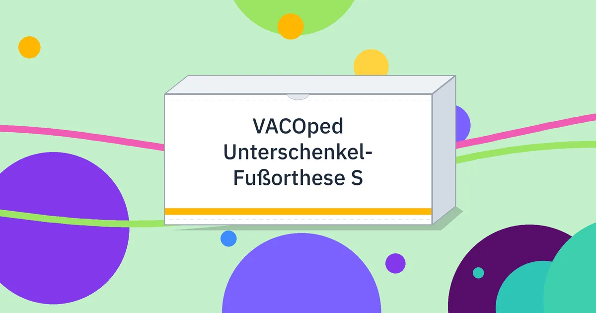 Symbolbild: Packung mit der Aufschrift VACOped Unterschenkel-Fußorthese S (PZN 03160336) – Verfügbarkeit und Bezug in Apotheken in Frankfurt am Main