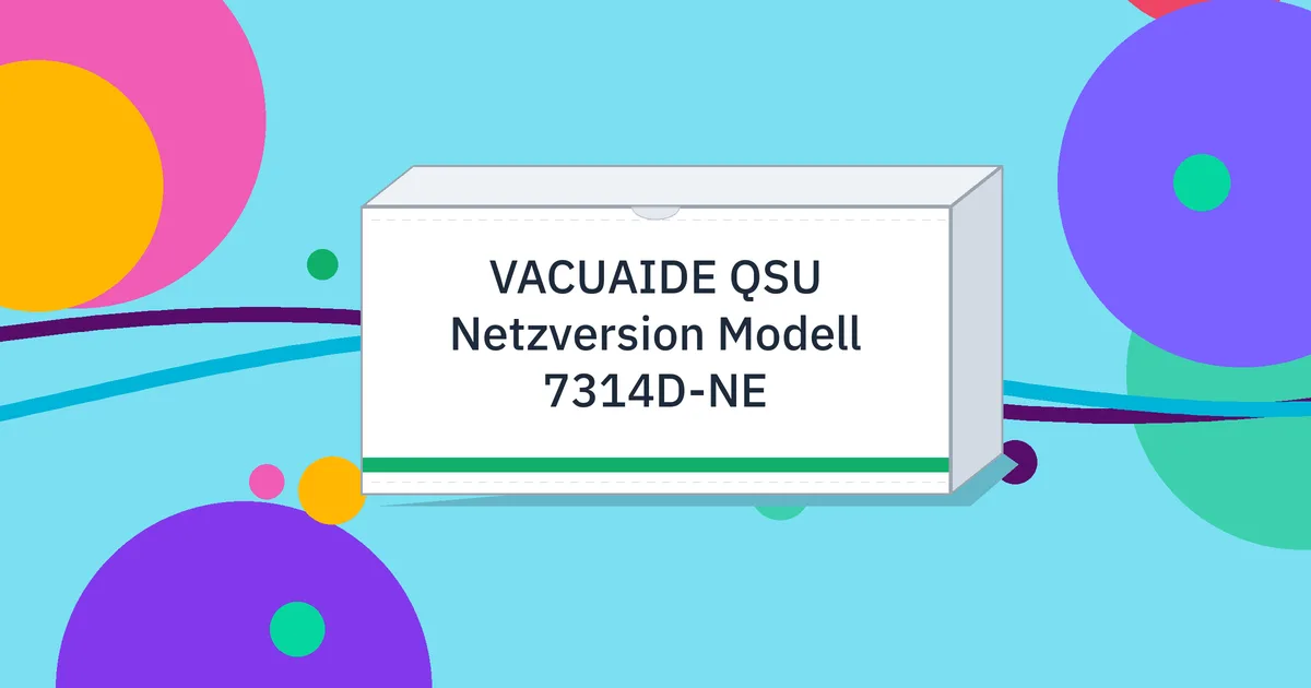 Symbolbild: Packung mit der Aufschrift VACUAIDE QSU Netzversion Modell 7314D-NE (PZN 06614039) – Verfügbarkeit und Bezug in Apotheken in Frankfurt am Main