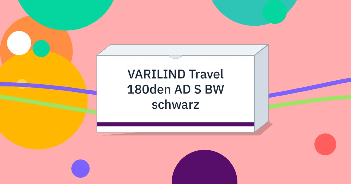 Symbolbild: Packung mit der Aufschrift VARILIND Travel 180den AD S BW schwarz (PZN 04252715) – Verfügbarkeit und Bezug in Apotheken in Frankfurt am Main