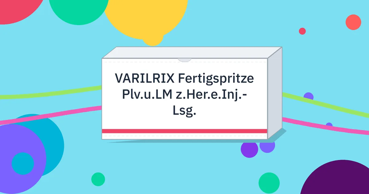Symbolbild: Packung mit der Aufschrift VARILRIX Fertigspritze Plv.u.LM z.Her.e.Inj.-Lsg. (PZN 11284822) – Verfügbarkeit und Bezug in Apotheken in Frankfurt am Main