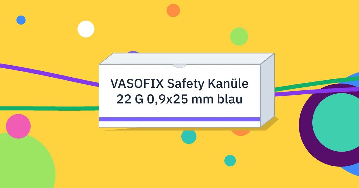 Symbolbild: Packung mit der Aufschrift VASOFIX Safety Kanüle 22 G 0,9x25 mm blau (PZN 01106255) – Verfügbarkeit und Bezug in Apotheken in Frankfurt am Main