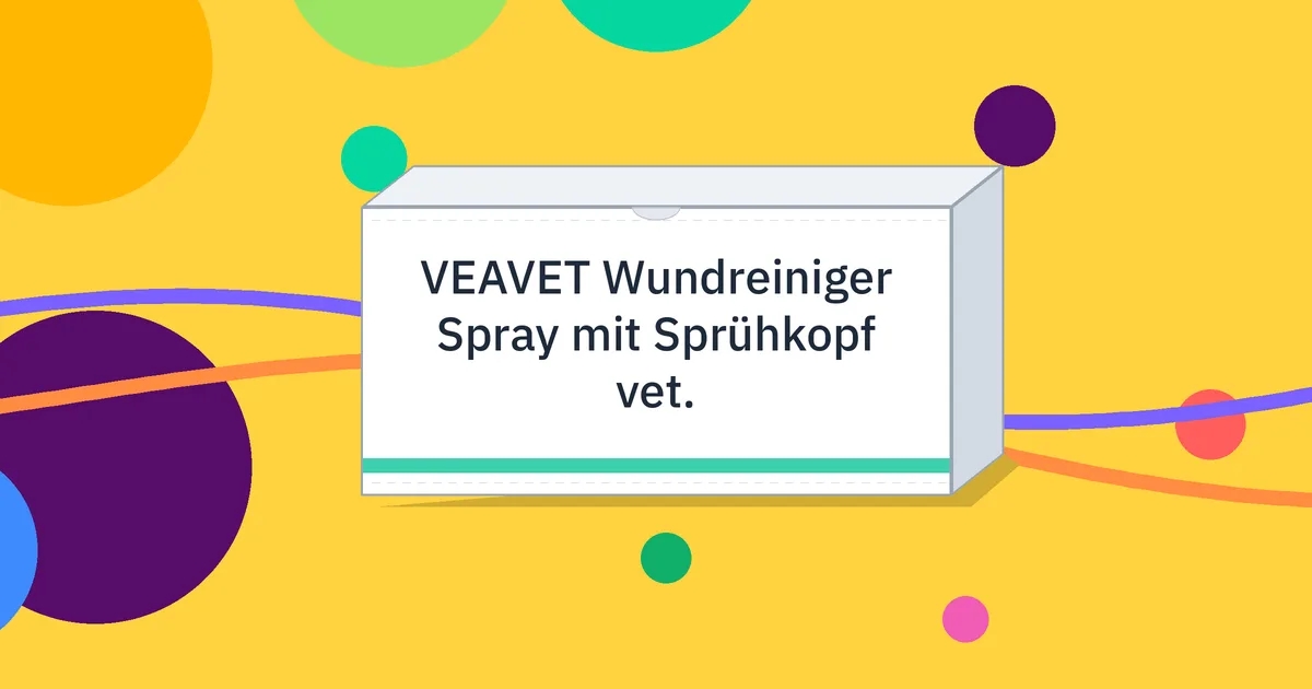 Symbolbild: Packung mit der Aufschrift VEAVET Wundreiniger Spray mit Sprühkopf vet. (PZN 19117816) – Verfügbarkeit und Bezug in Apotheken in Frankfurt am Main