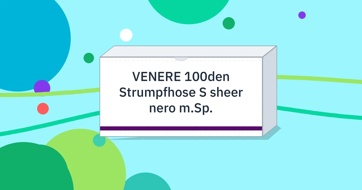 Symbolbild: Packung mit der Aufschrift VENERE 100den Strumpfhose S sheer nero m.Sp. (PZN 16170833) – Verfügbarkeit und Bezug in Apotheken in Frankfurt am Main