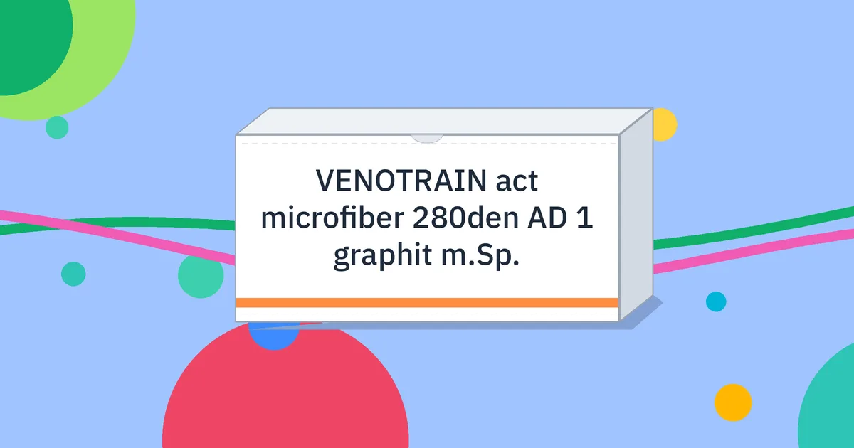 Symbolbild: Packung mit der Aufschrift VENOTRAIN act microfiber 280den AD 1 graphit m.Sp. (PZN 16209475) – Verfügbarkeit und Bezug in Apotheken in Frankfurt am Main
