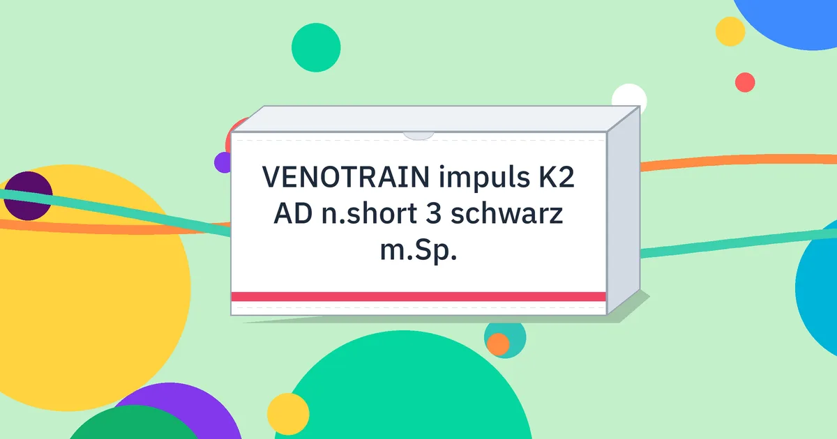 Symbolbild: Packung mit der Aufschrift VENOTRAIN impuls K2 AD n.short 3 schwarz m.Sp. (PZN 00616103) – Verfügbarkeit und Bezug in Apotheken in Frankfurt am Main