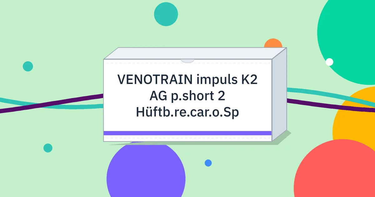 Symbolbild: Packung mit der Aufschrift VENOTRAIN impuls K2 AG p.short 2 Hüftb.re.car.o.Sp (PZN 08422568) – Verfügbarkeit und Bezug in Apotheken in Frankfurt am Main