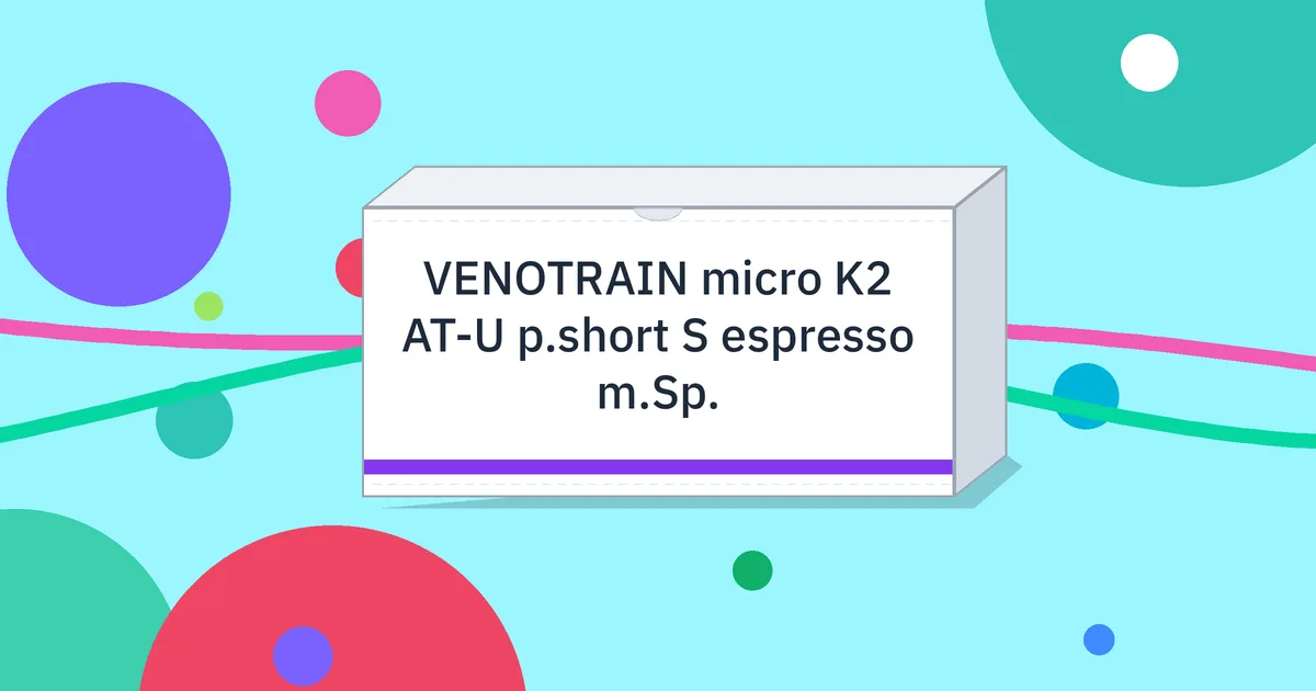 Symbolbild: Packung mit der Aufschrift VENOTRAIN micro K2 AT-U p.short S espresso m.Sp. (PZN 05709453) – Verfügbarkeit und Bezug in Apotheken in Frankfurt am Main