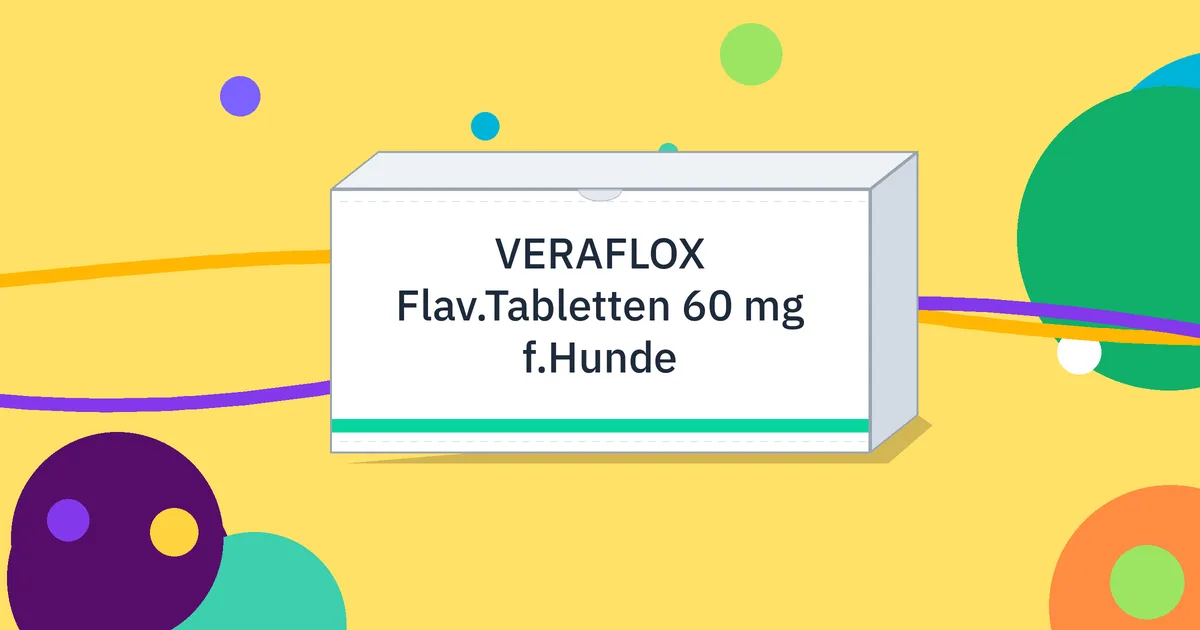 Symbolbild: Packung mit der Aufschrift VERAFLOX Flav.Tabletten 60 mg f.Hunde (PZN 07419417) – Verfügbarkeit und Bezug in Apotheken in Frankfurt am Main