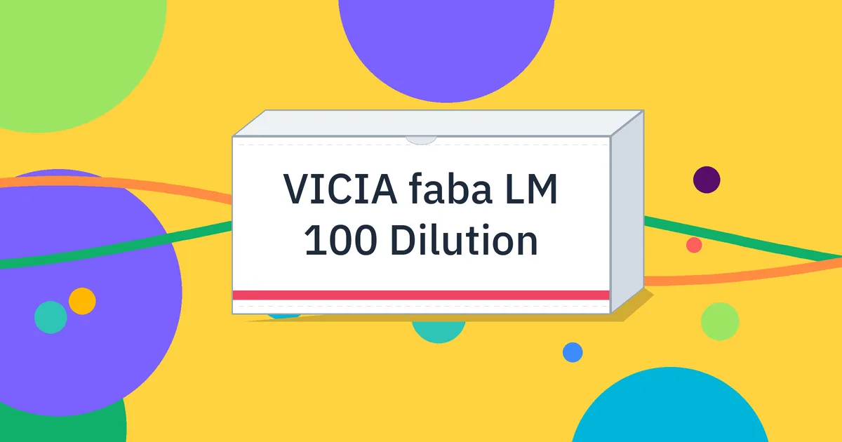 Symbolbild: Packung mit der Aufschrift VICIA faba LM 100 Dilution (PZN 13273314) – Verfügbarkeit und Bezug in Apotheken in Frankfurt am Main