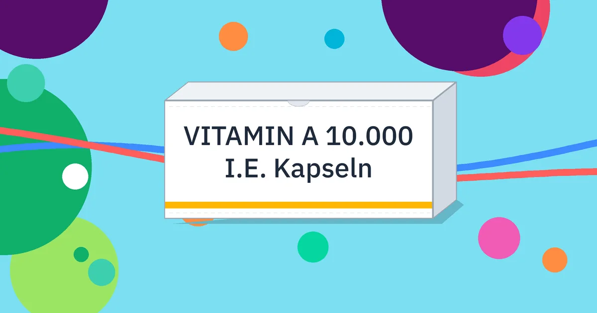 Symbolbild: Packung mit der Aufschrift VITAMIN A 10.000 I.E. Kapseln (PZN 20127464) – Verfügbarkeit und Bezug in Apotheken in Frankfurt am Main