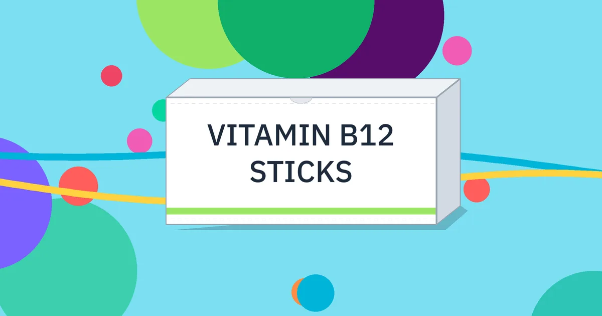 Symbolbild: Packung mit der Aufschrift VITAMIN B12 STICKS (PZN 16945145) – Verfügbarkeit und Bezug in Apotheken in Frankfurt am Main