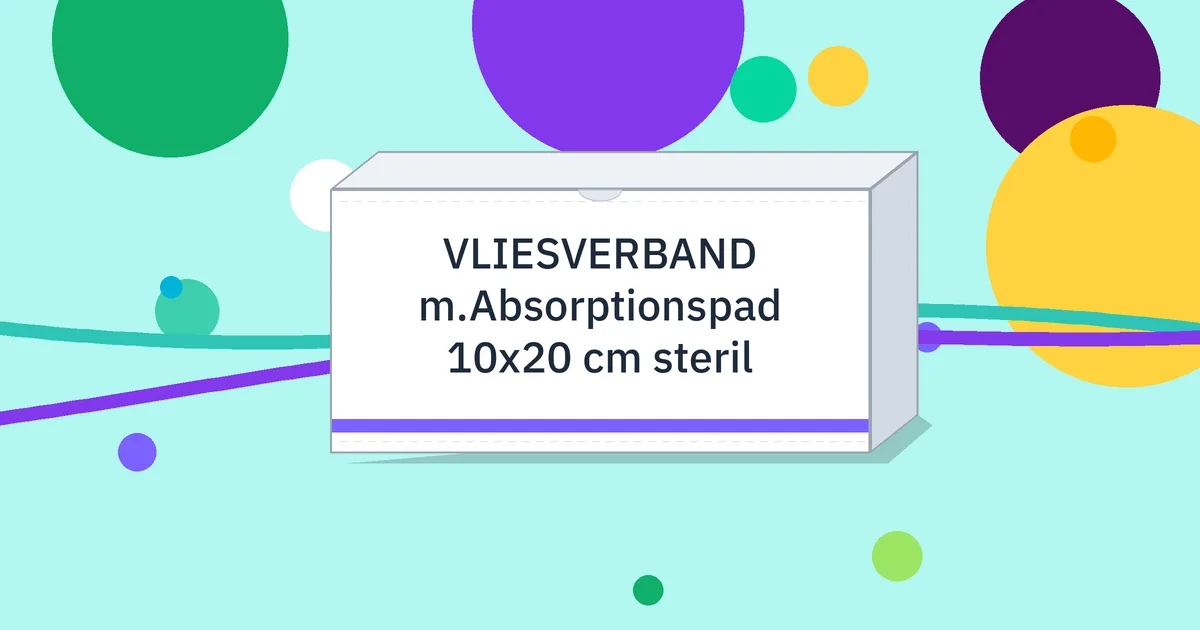 Symbolbild: Packung mit der Aufschrift VLIESVERBAND m.Absorptionspad 10x20 cm steril (PZN 19508824) – Verfügbarkeit und Bezug in Apotheken in Frankfurt am Main