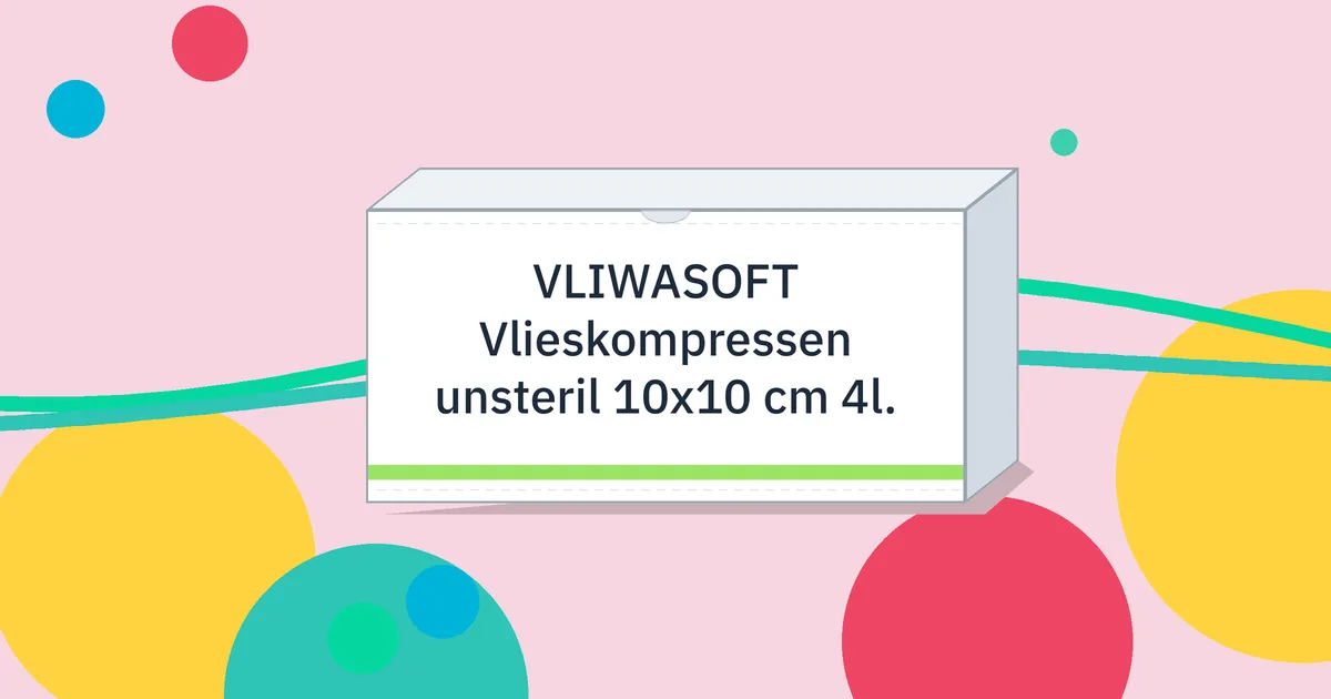 Symbolbild: Packung mit der Aufschrift VLIWASOFT Vlieskompressen unsteril 10x10 cm 4l. (PZN 18672131) – Verfügbarkeit und Bezug in Apotheken in Frankfurt am Main